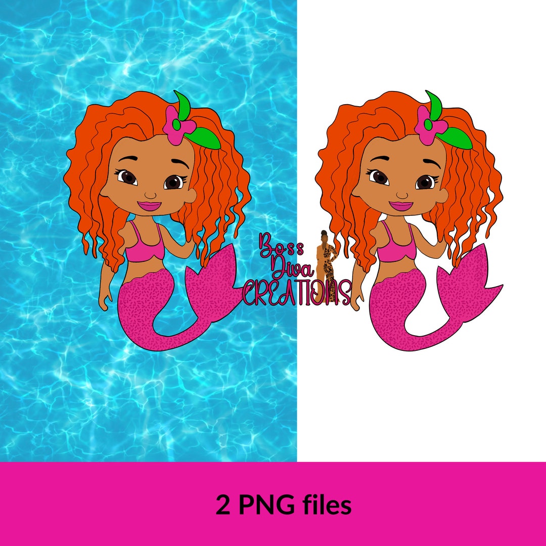 Little Mermaid Inspired Clipart, Black Girl PNG, Black Girl, Afro Woman ...