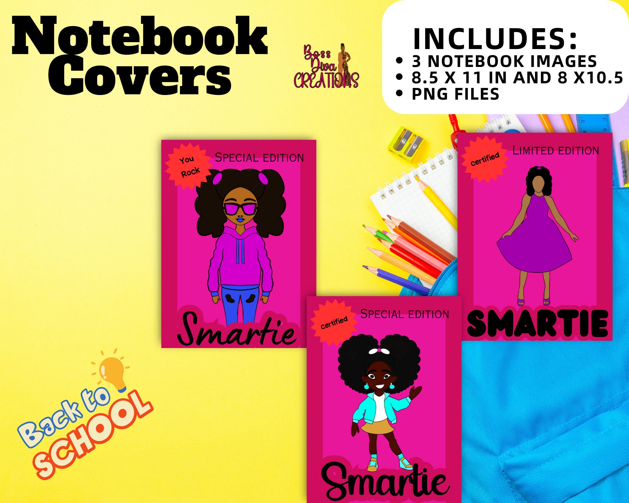 Smart Girl Spiral Notebook Cover, Spiral Notebook, Back to School ...