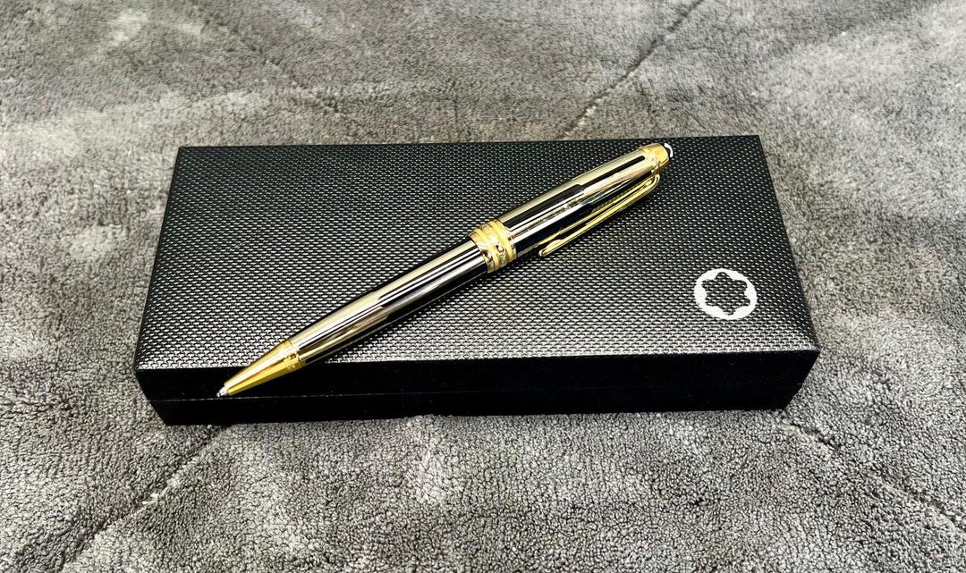 New Mont Blanc Meisterstruk Classic Black and Gold Luxury Ballpoint Pen ...