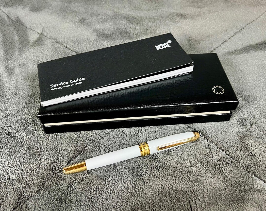 New Mont Blanc Meisterstuck White With Gold Accents Pen. New in Box ...