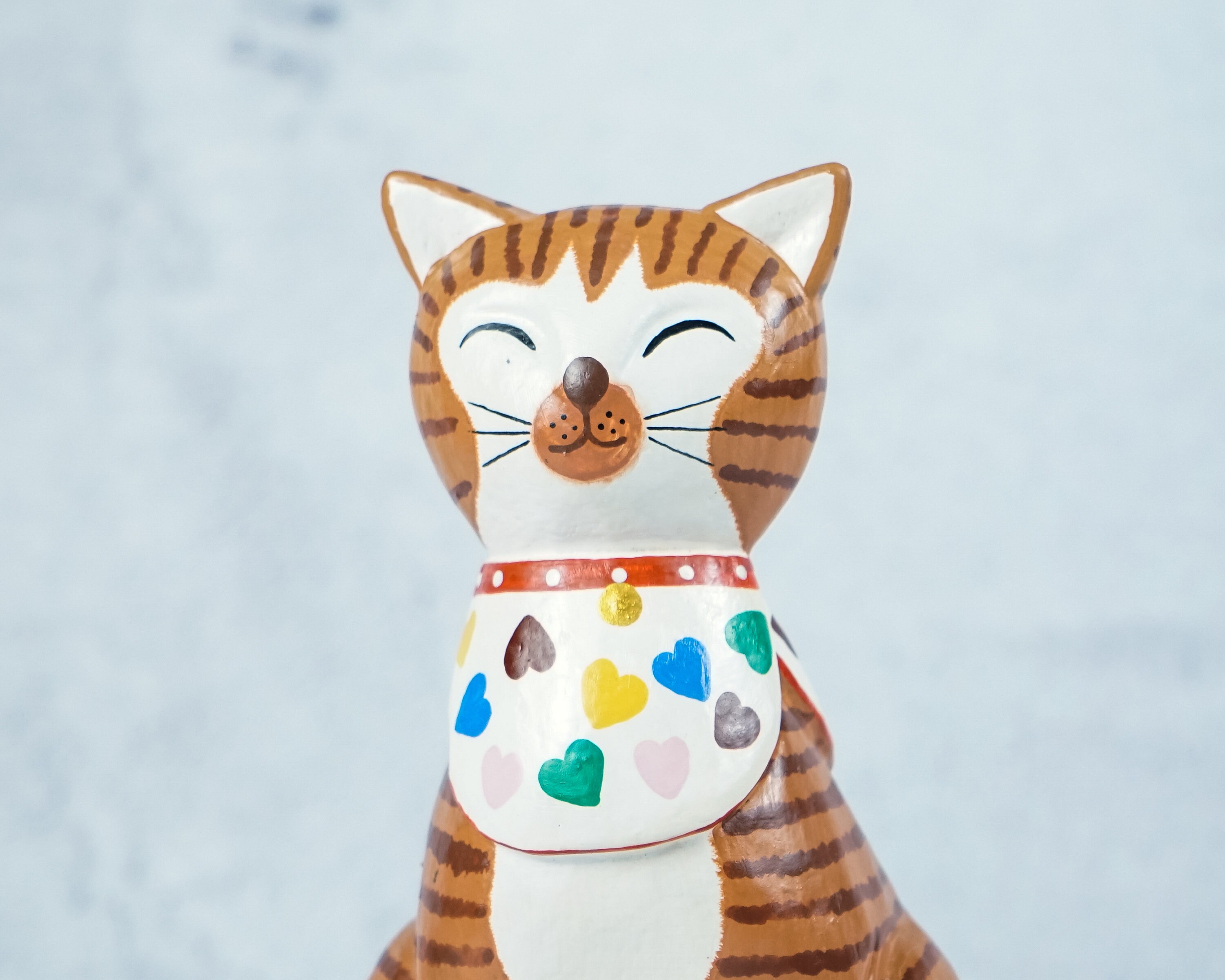 Hand Painted Cat Figurine, Wooden Cat, Colorfull Cat, Animal Ornaments ...