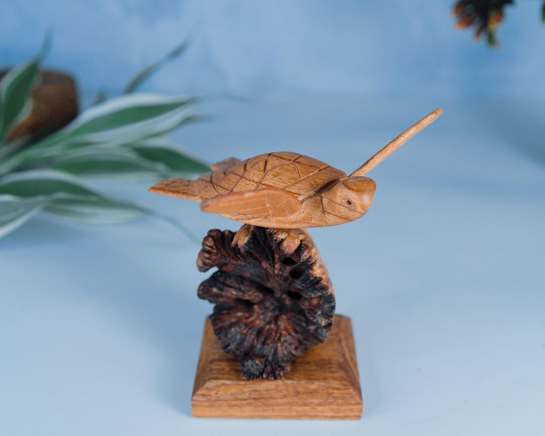 Turtle Sculpture on Parasite Wood, Wood Carving, Handcraft, Unique ...