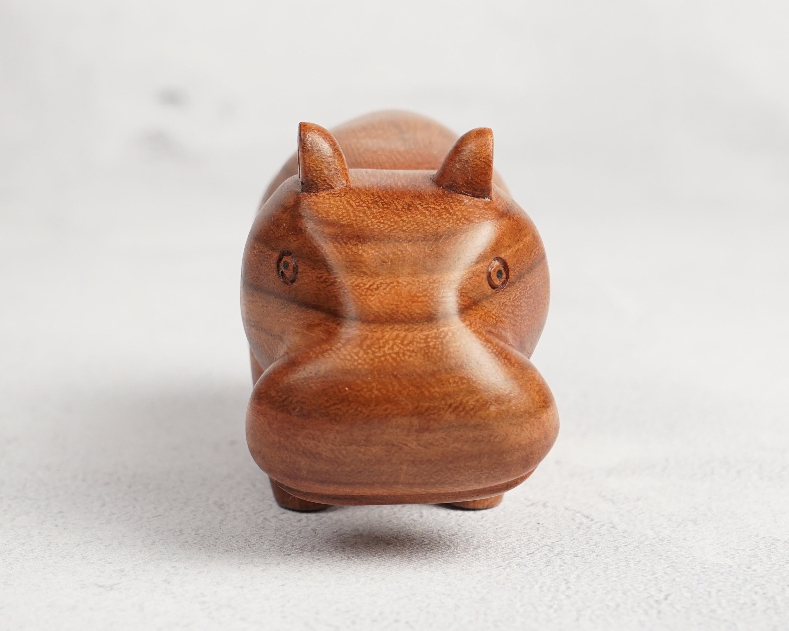 Wooden Hippo Statue, Hand Carved Statue, Miniature, Wood Carving ...