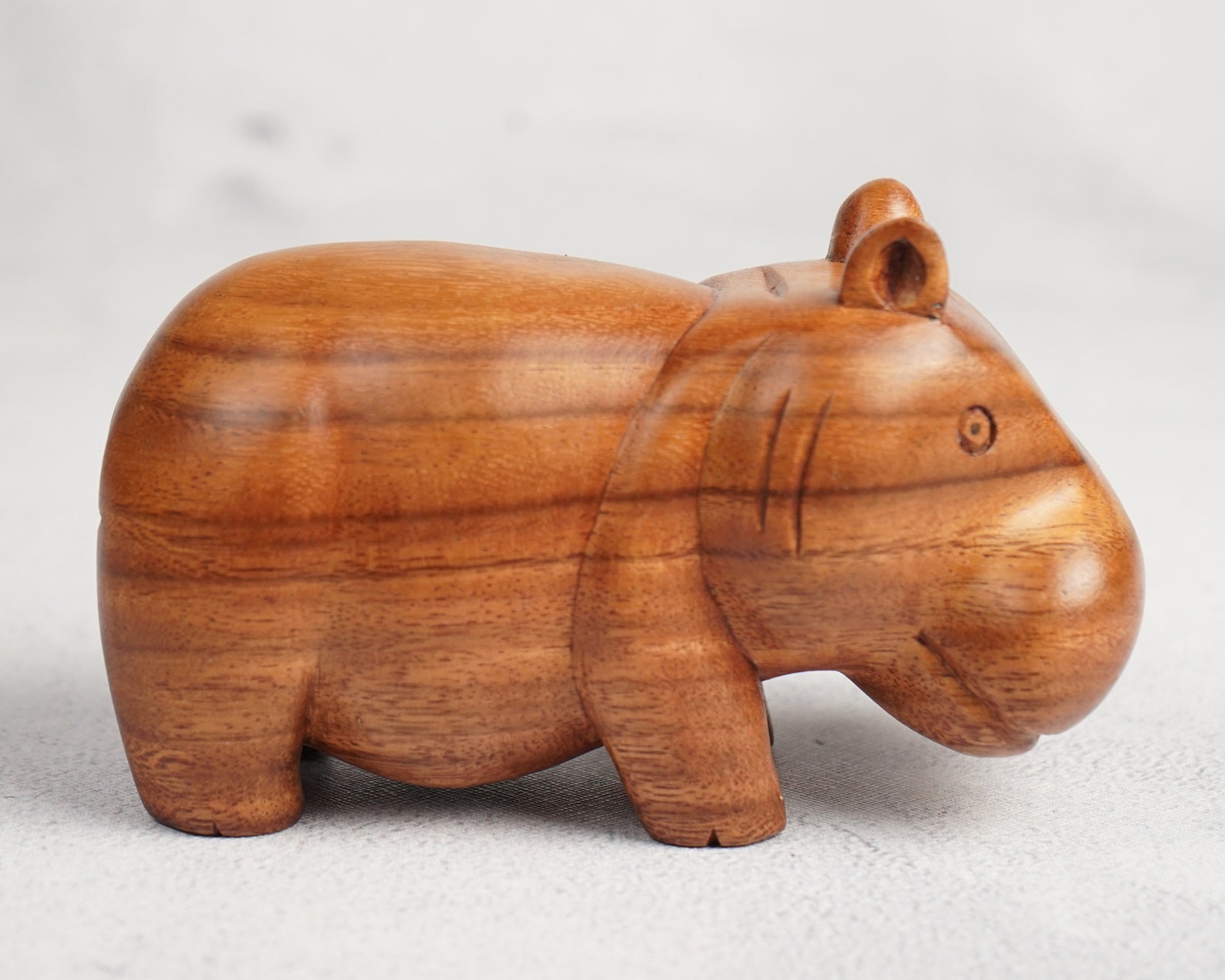 Wooden Hippo Statue, Hand Carved Statue, Miniature, Wood Carving ...