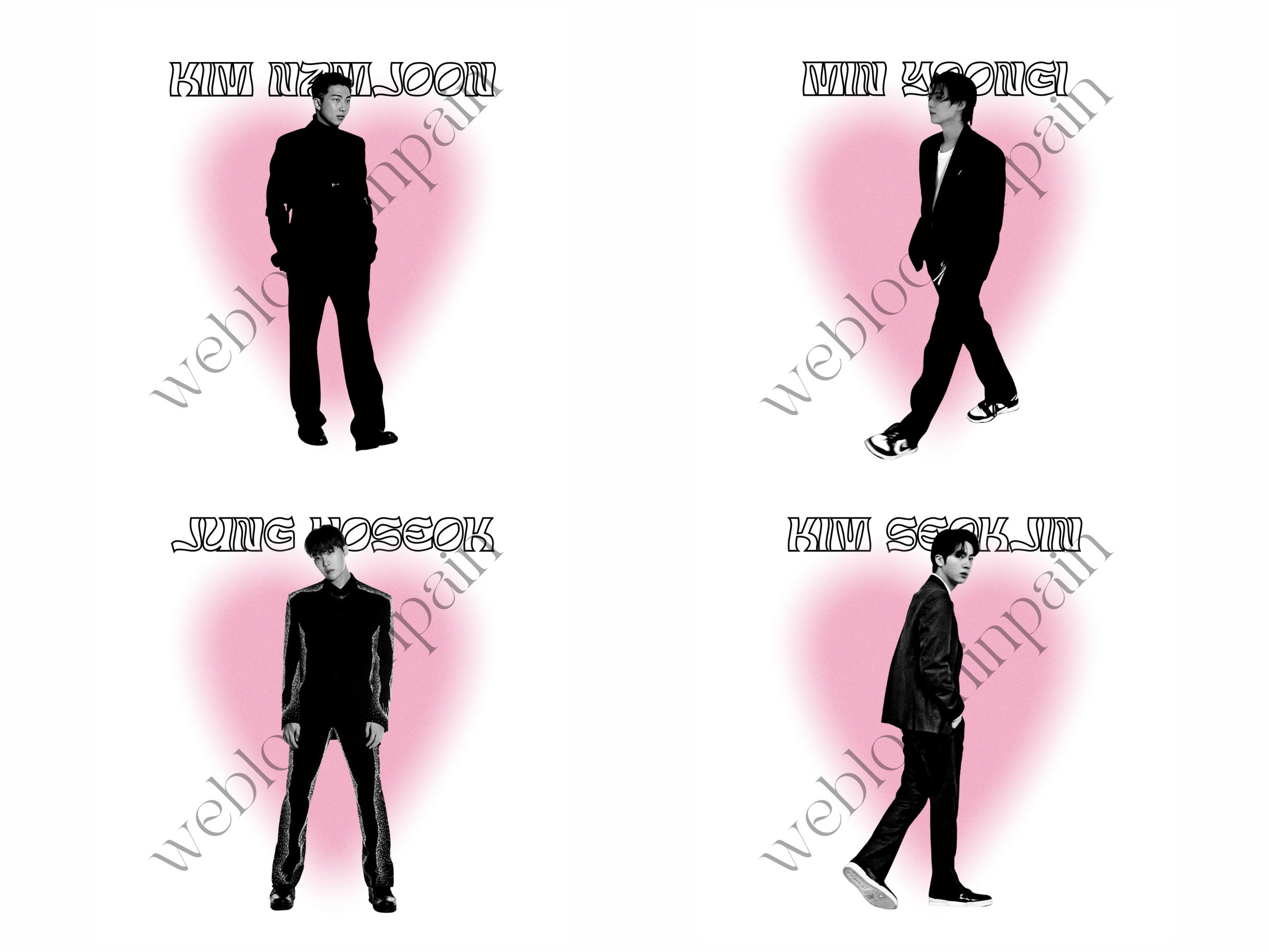 BTS Minimalistic (black and White + Pink) Digital Printable Square ...