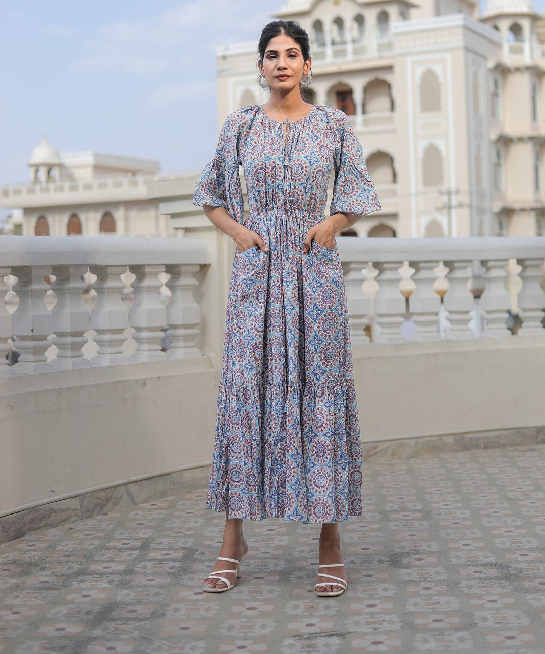 Premium Hand Block Print Women Dress, Color Block Ethical Summer Dress ...