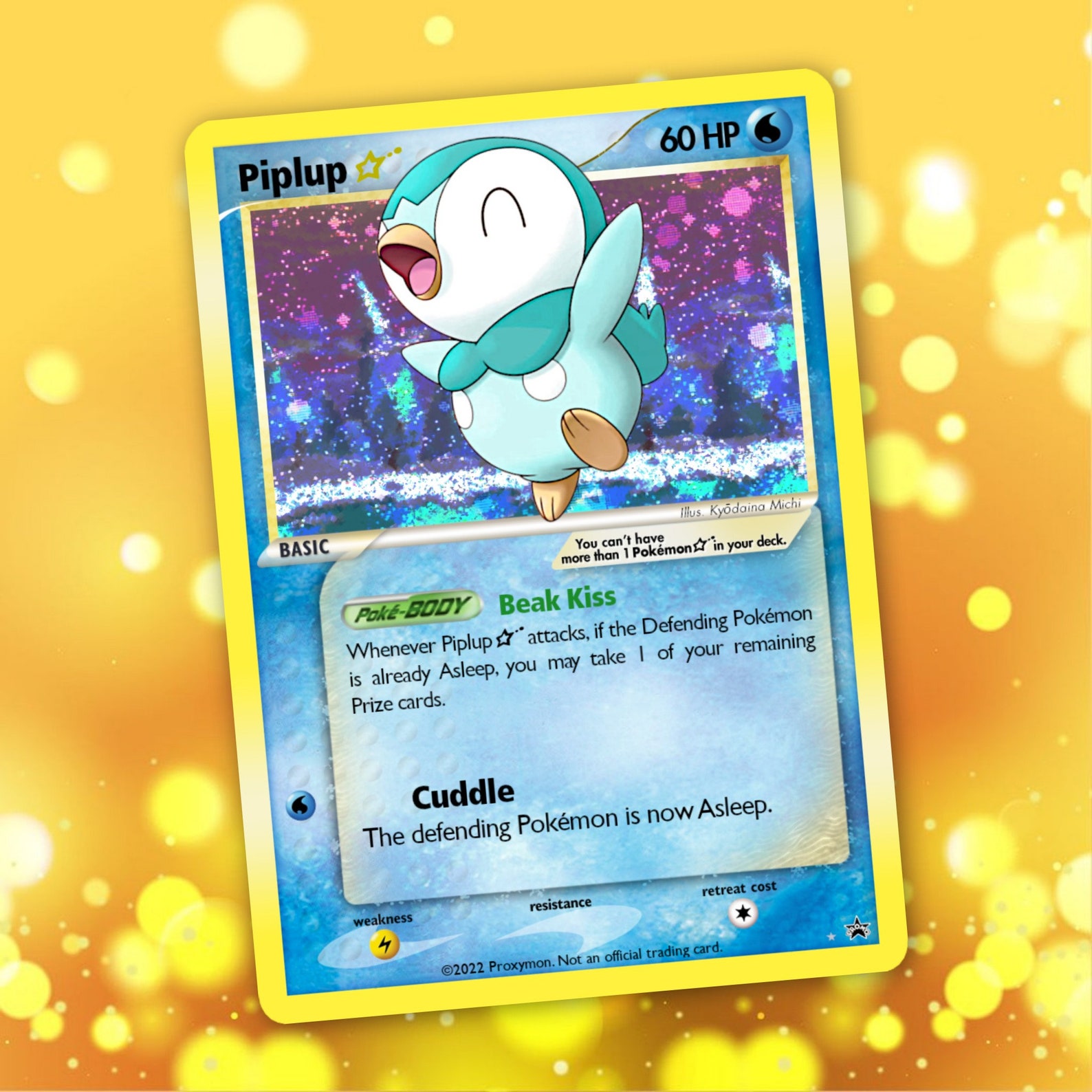 Piplup Gold Star Custom Pokemon Card PROXY - Etsy Ireland