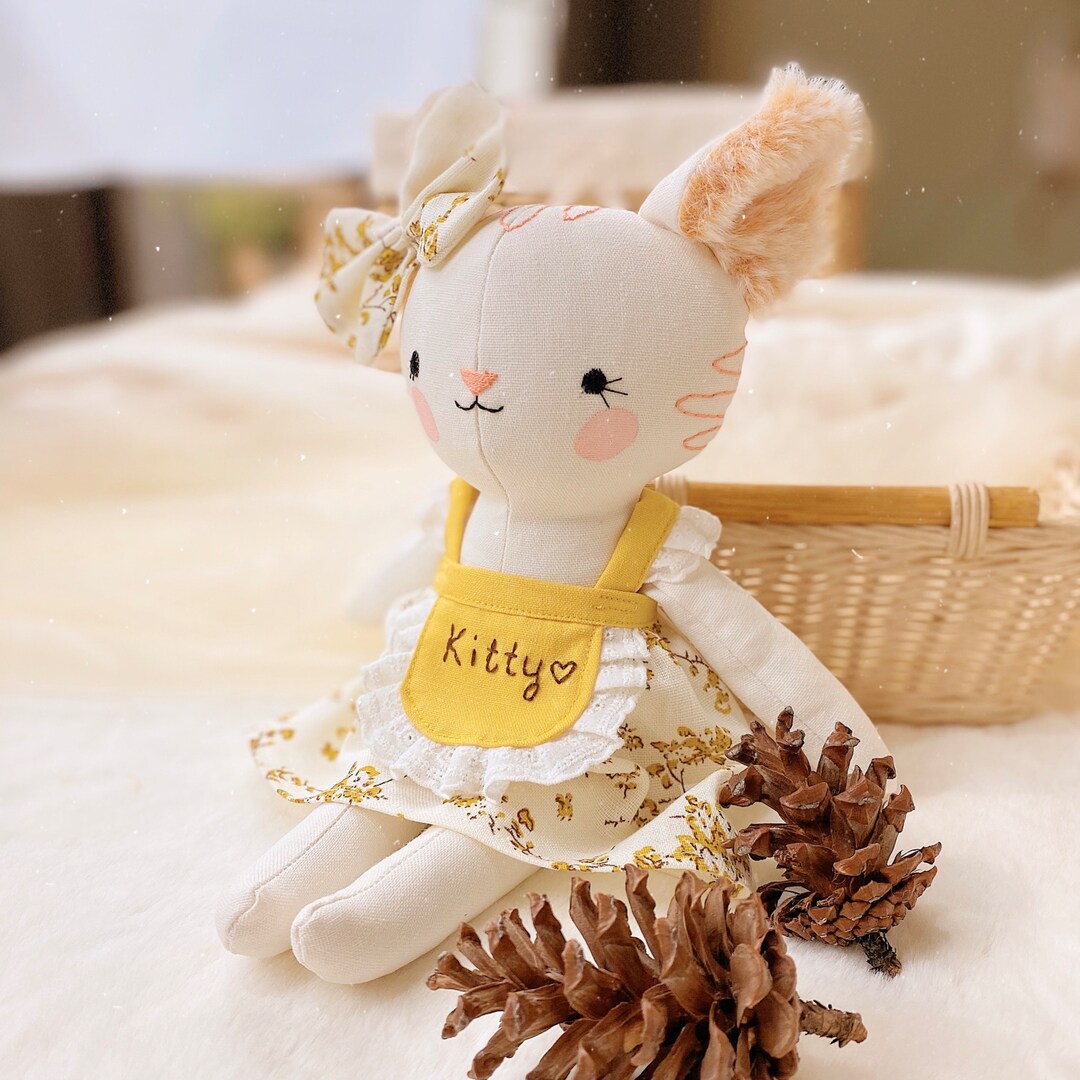 Cute Cat Doll, Handmade Cat Fabric Doll - Handmade Fabric Toy,use as ...