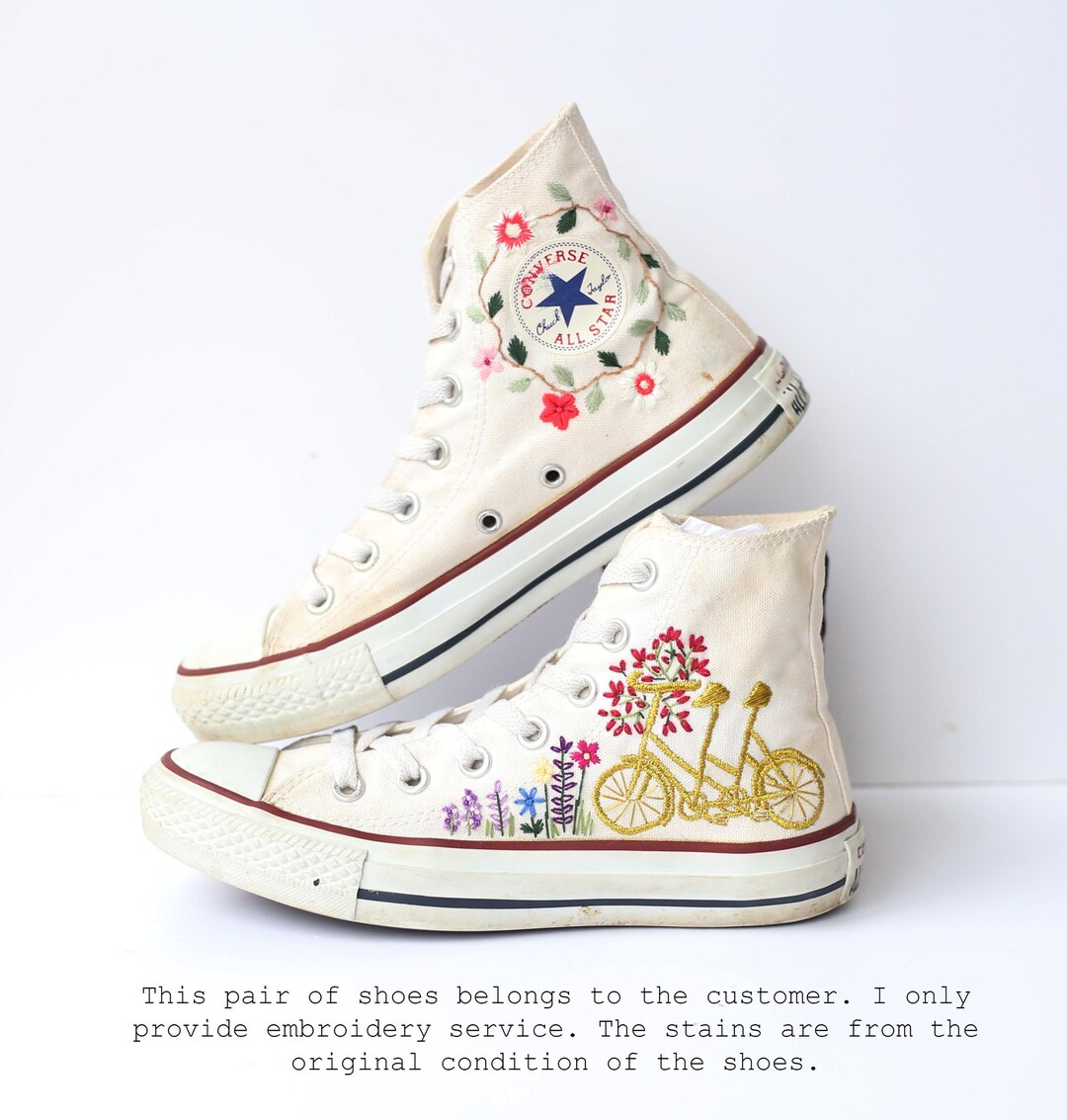 Custom Hand Embroidered Converse, Upcycled Converse Shoes, Reworked ...