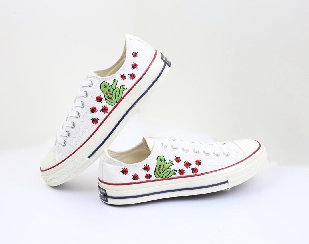 Custom Embroidered Converse Sneakers, Frog and Ladybug Shoes, Custom ...