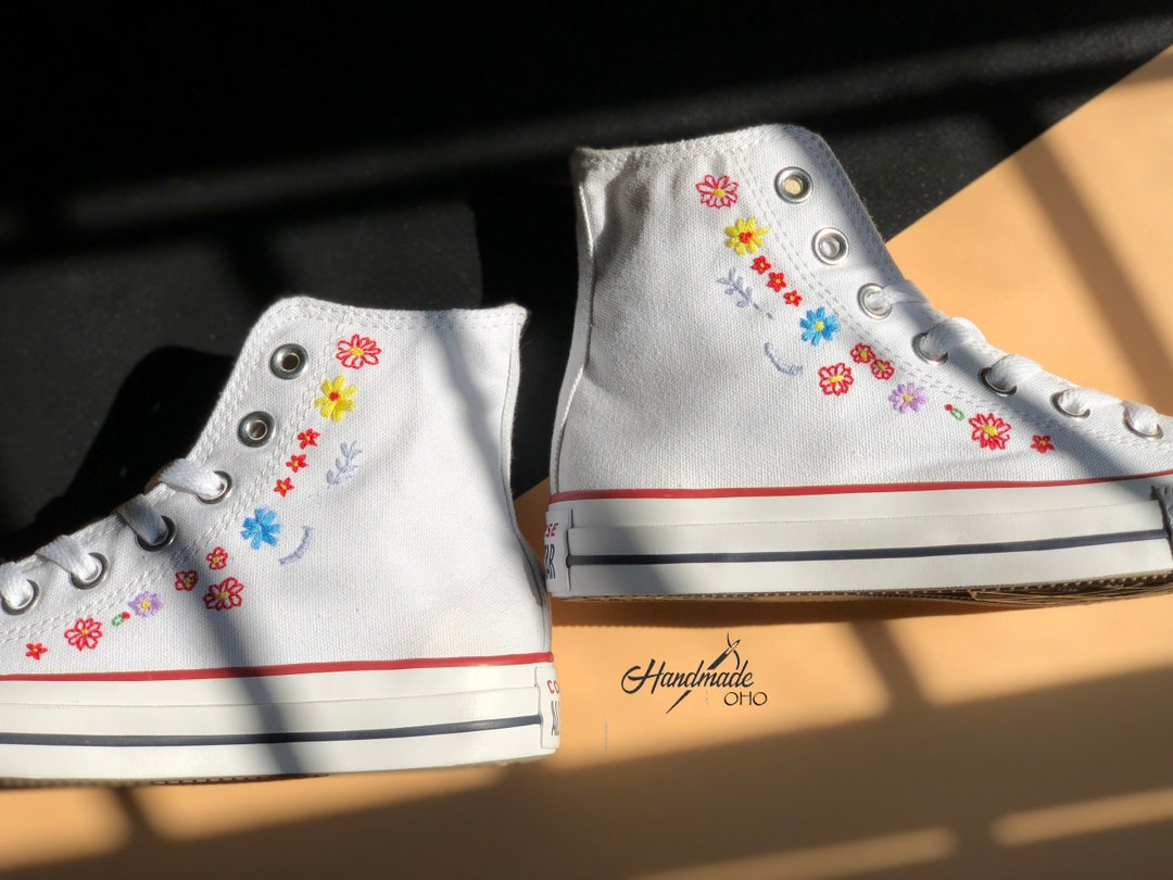 Converse Custom Floral Embroidery Custom Converse High Tops ...