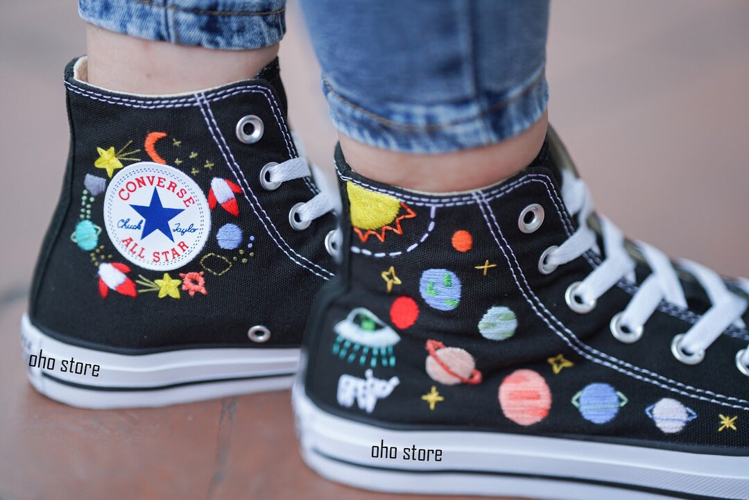 Custom Converse Chuck Taylor 1970s Planet Embroidery Embroidered Planet ...