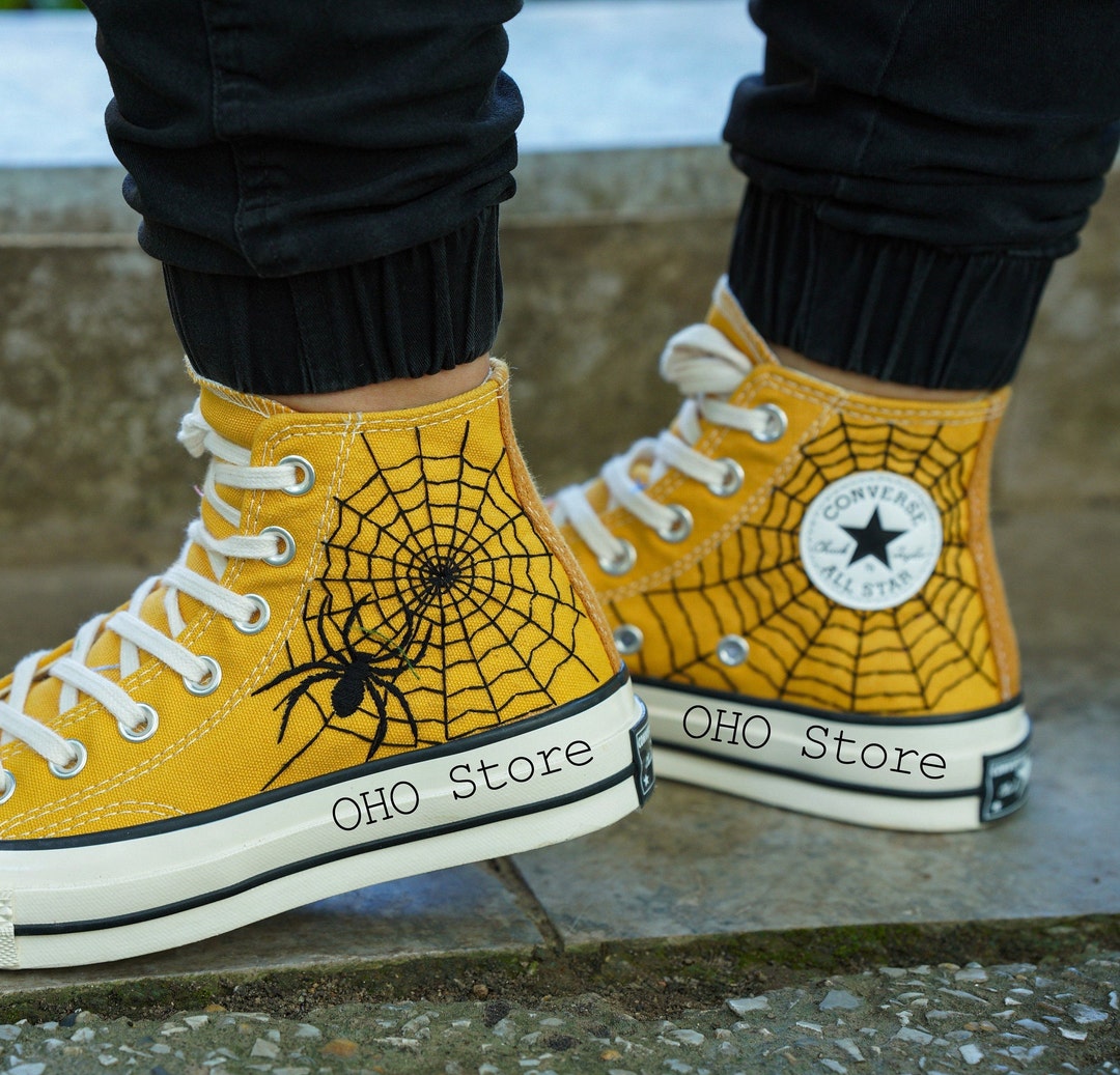 Custom Embroidered Converse/ Spider and Spiderweb Embroidered Shoes ...