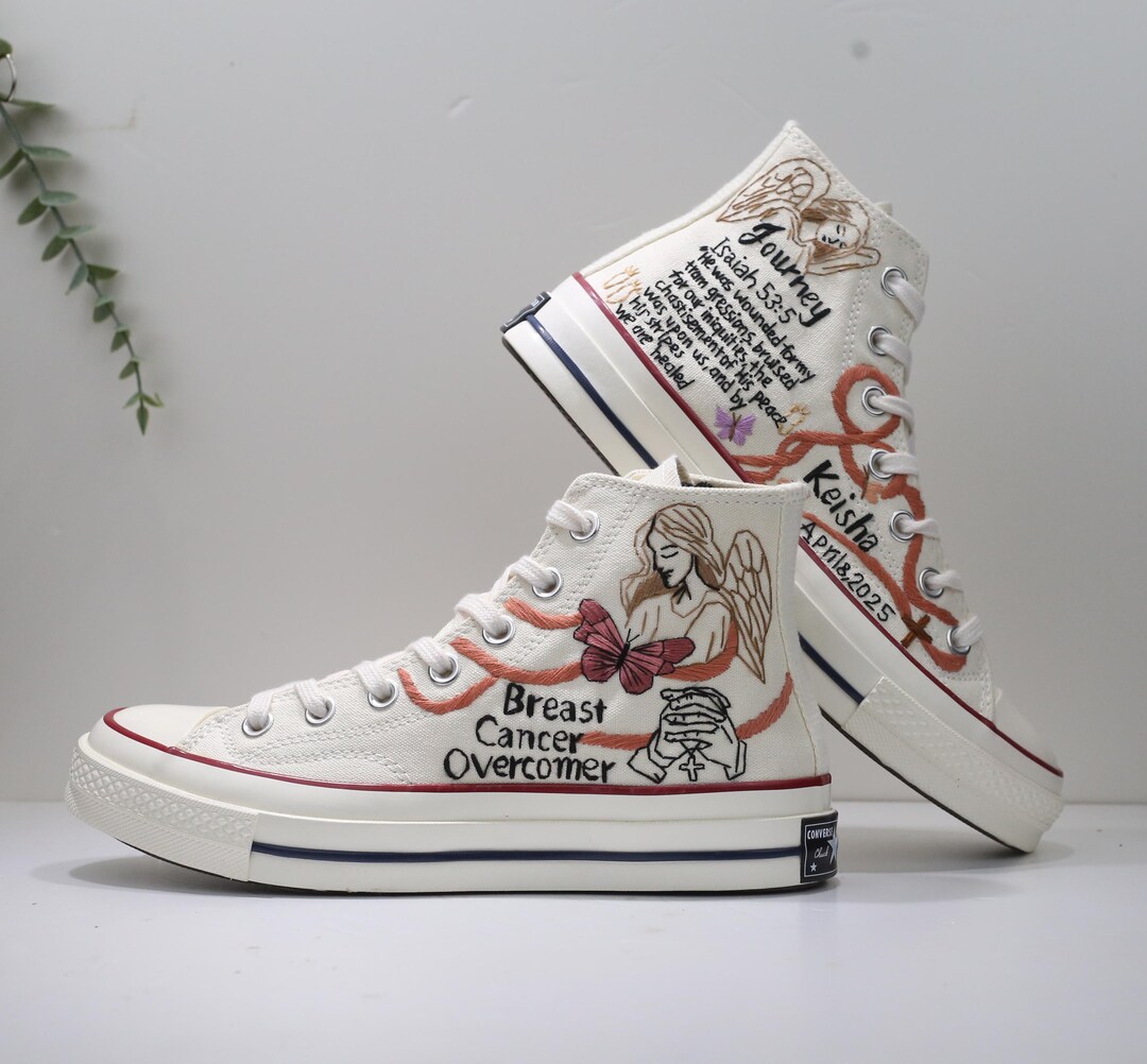 Embroidered Converse: Breast Cancer Survivor Tribute Shoes, Angel Wings ...