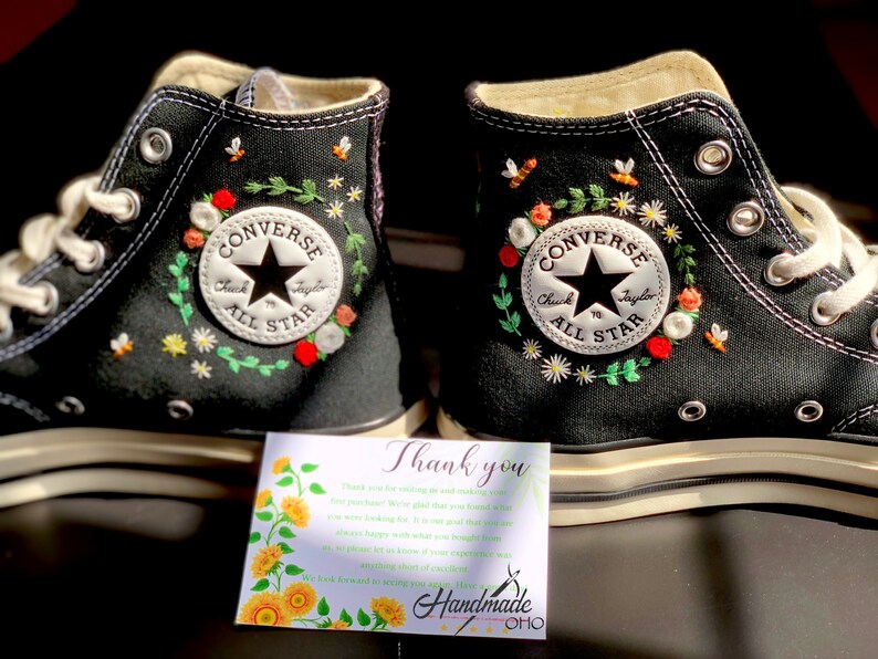 Custom Converse Embroidered Converse Flower Personalized - Etsy