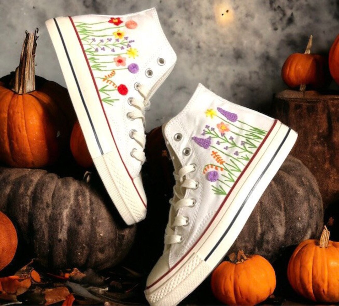 Embroidered Custom Converse Embroidery Designs Flower Embroidery ...