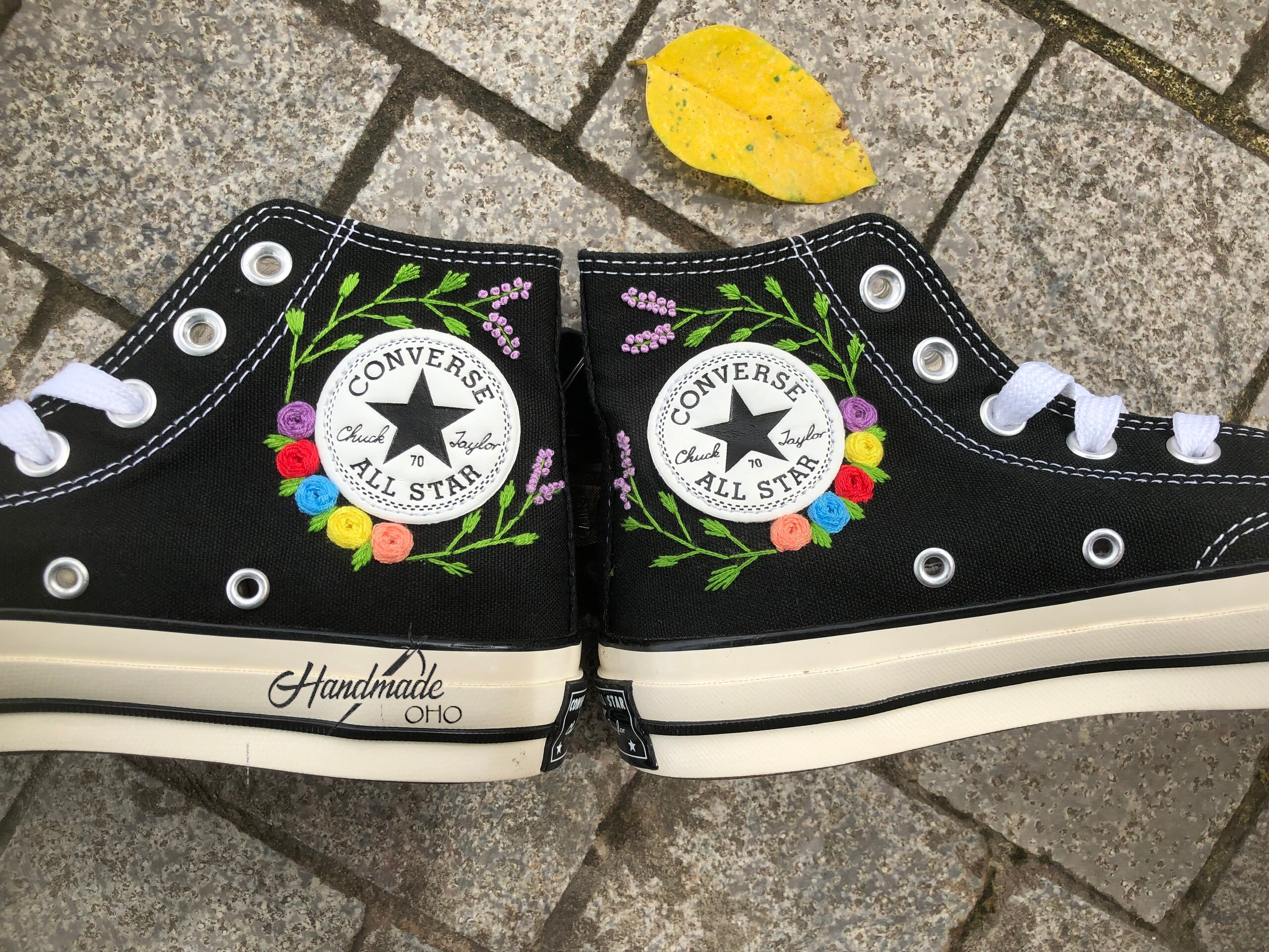 Embroidered Converse Sneakers: Mushroom, Star & Moon Design - Etsy
