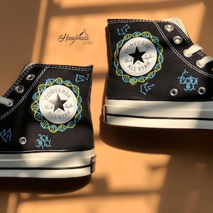 Custom Converse Red Blood Cells,microscope Cells Embroidery/ DNA Shoes ...