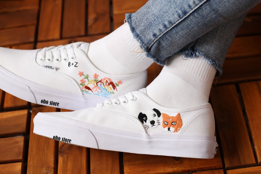 Embroidered Pet Vans Shoes: Custom Dog Embroidery Design - Etsy
