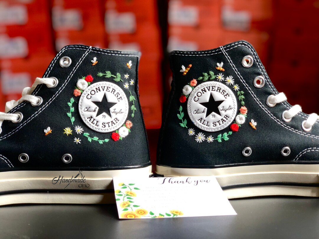 Custom Converse Embroidered Converse Flower Personalized - Etsy