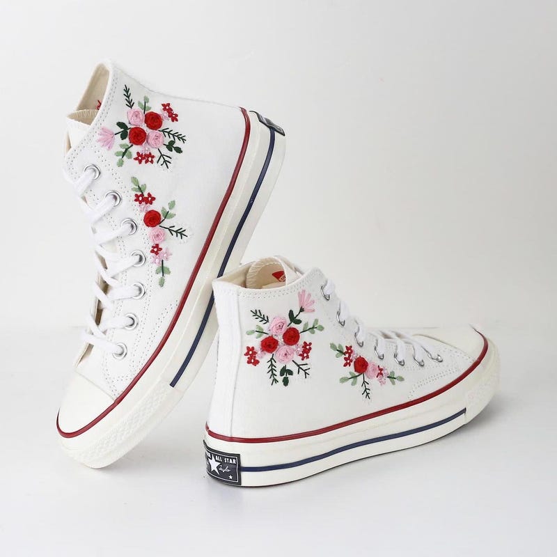 Custom Red Rose Shoes - Etsy