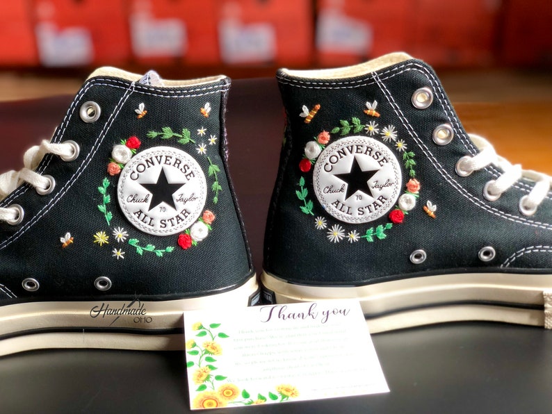 Custom Converse Embroidered Converse Flower Personalized - Etsy