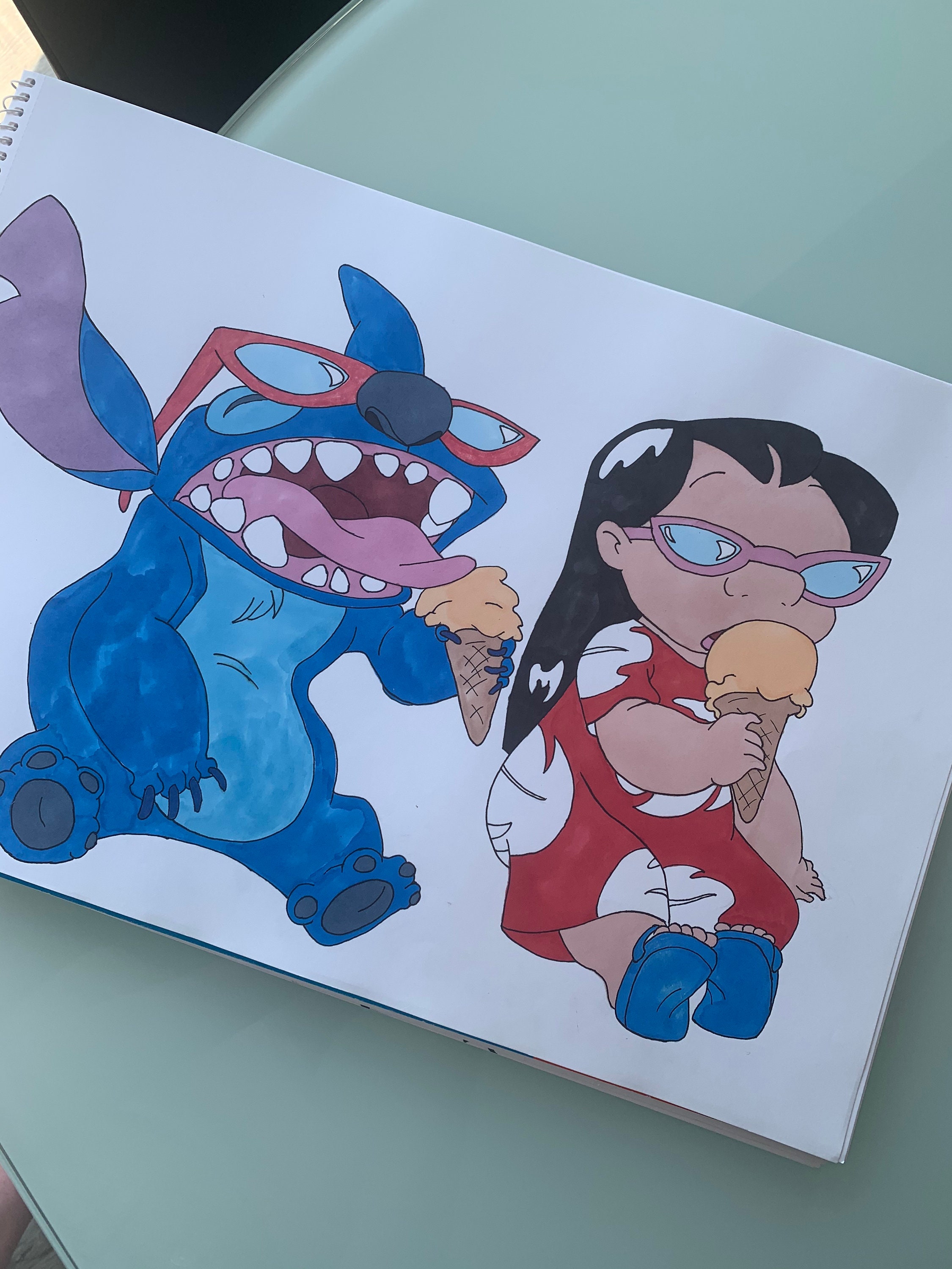 Lilo & Stitch Eating Ice Cream Print - Etsy UK
