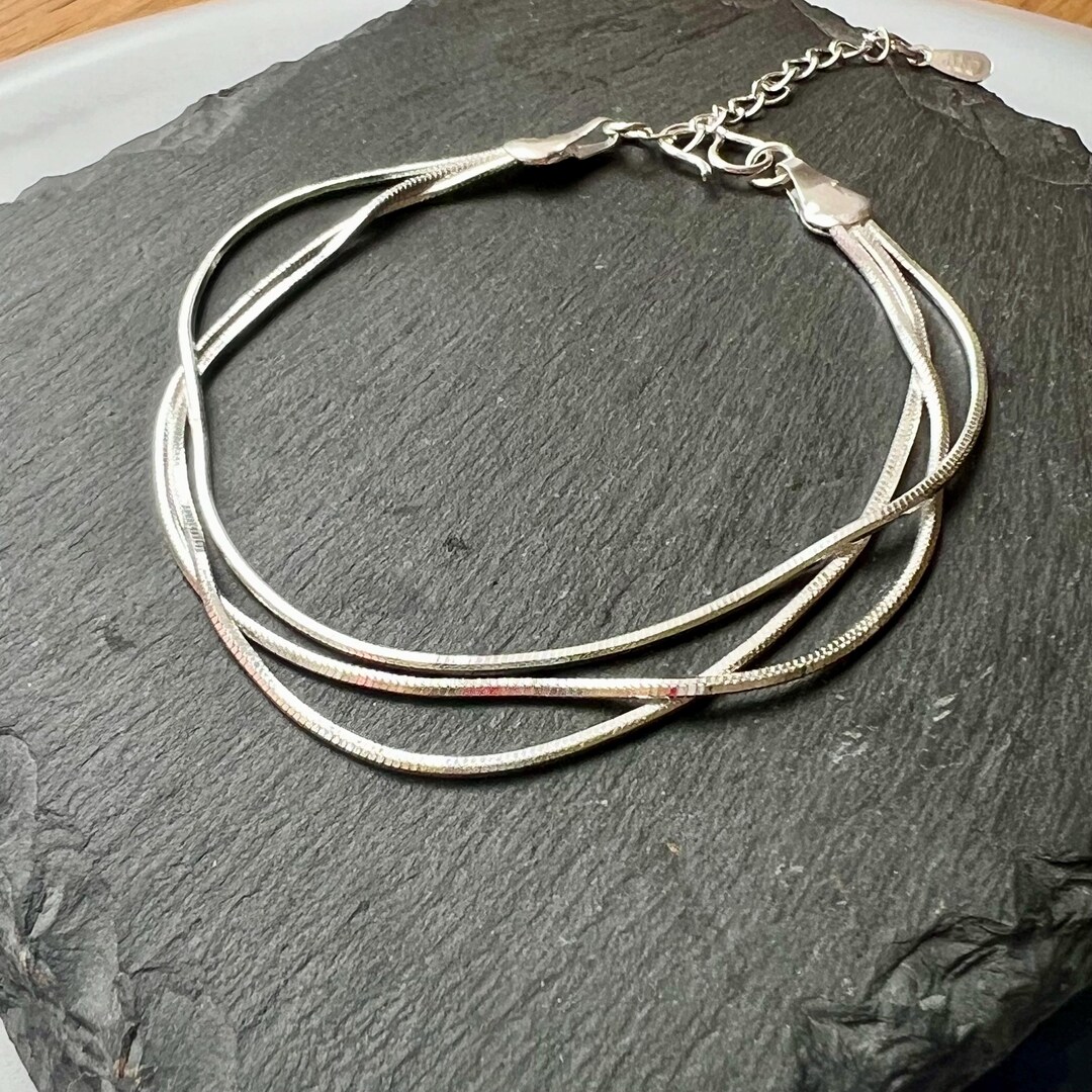 Silver Dainty Chain Bracelet for Women, Silver Tiny Chains Bracelet ...