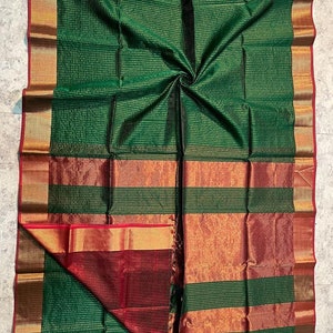 Maheshwari Silk Handwoven Zari Checks Saree | Handmade Saree | Silk ...