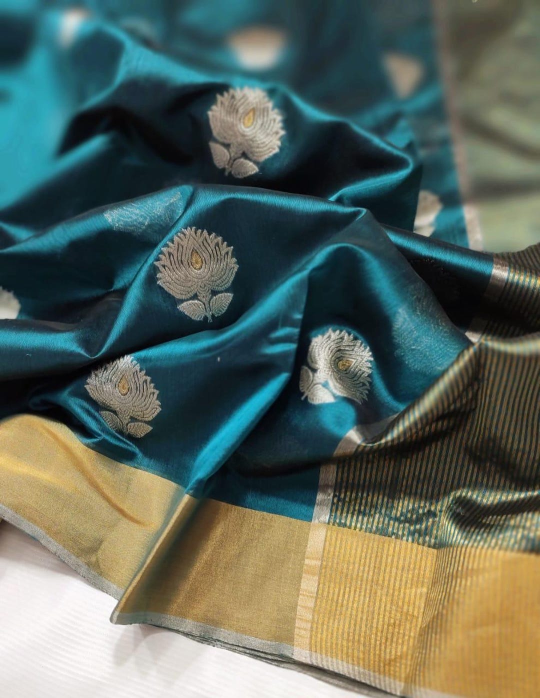 Original Chanderi Handloom Pure Pattu Soft Silk Saree Wedding Saree ...