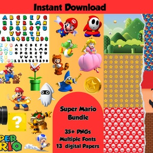 Super Mario PNG- Font -bundle - Etsy