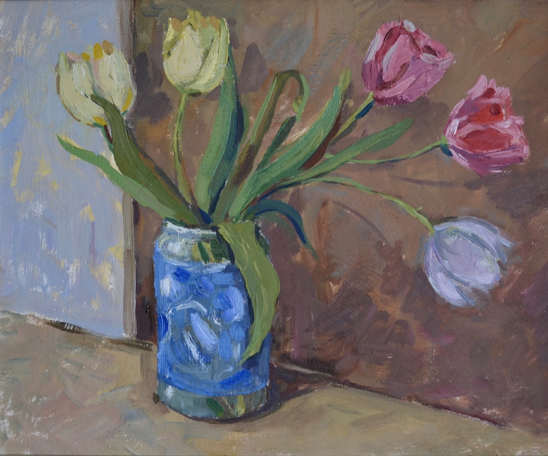 Original Oil Floral Still Life Painting in a Frame. Still Life With ...