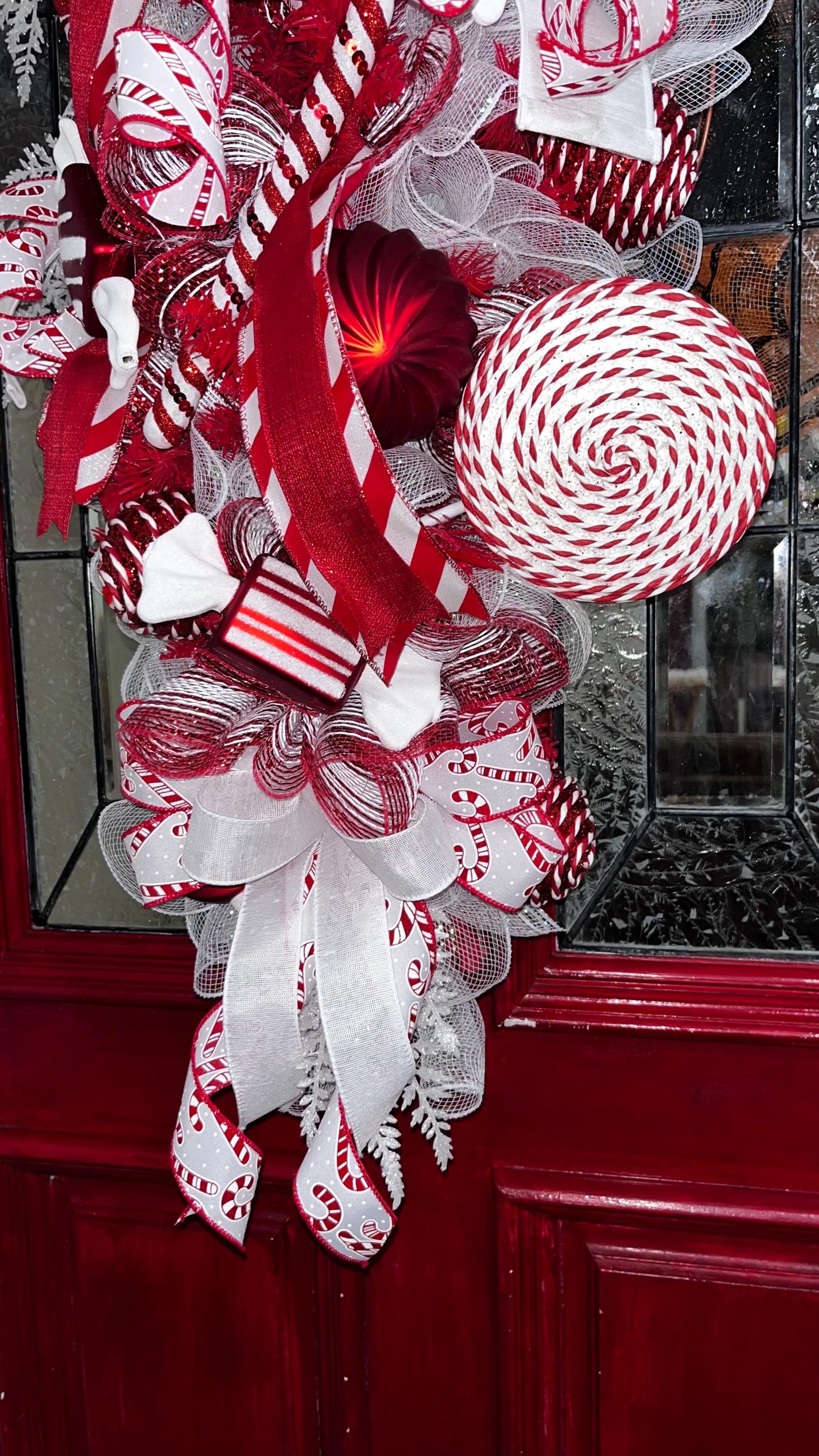 Candy Cane Teardrop Swag, Christmas Teardrop Swag - Etsy