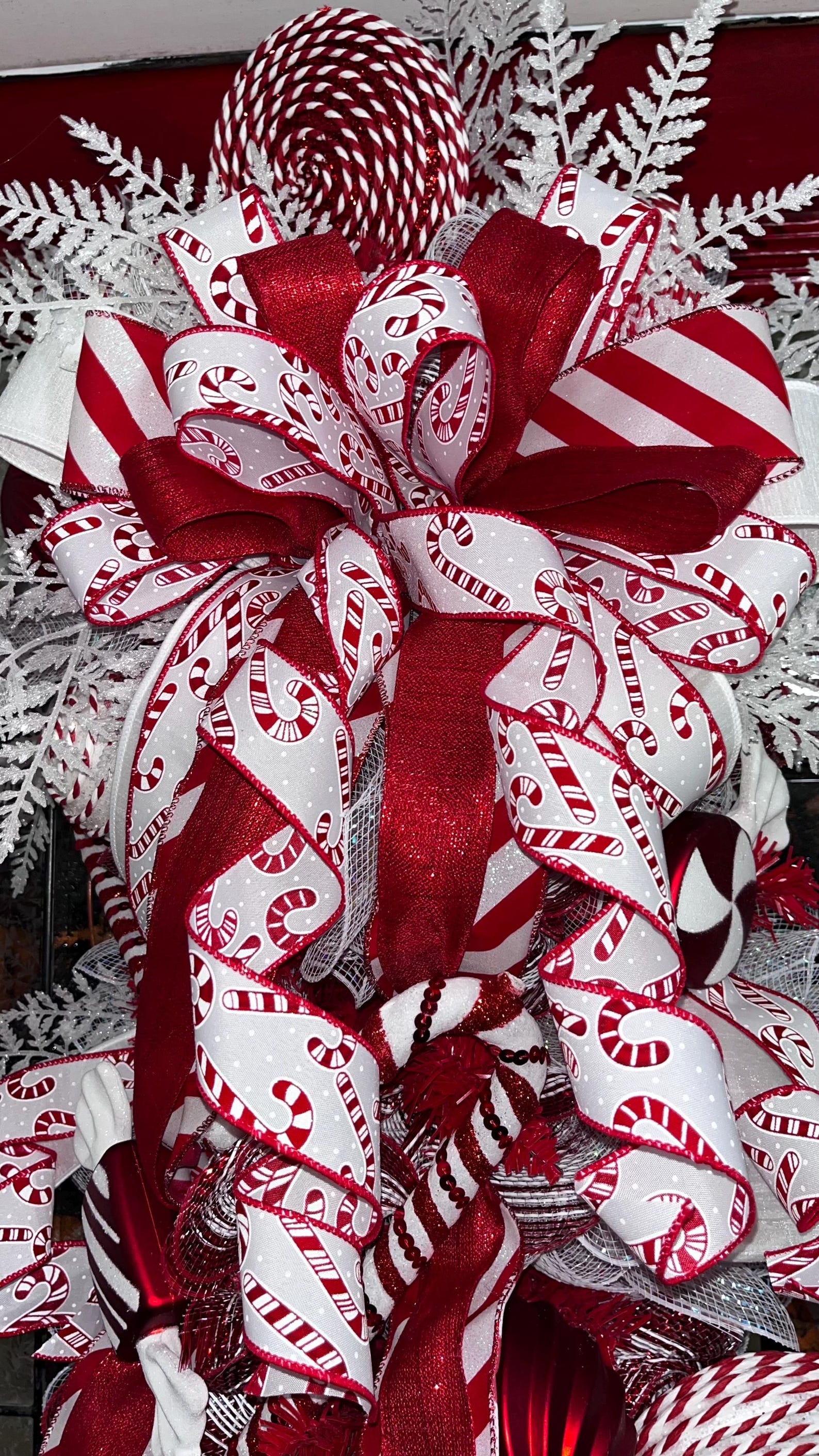 Candy Cane Teardrop Swag, Christmas Teardrop Swag - Etsy