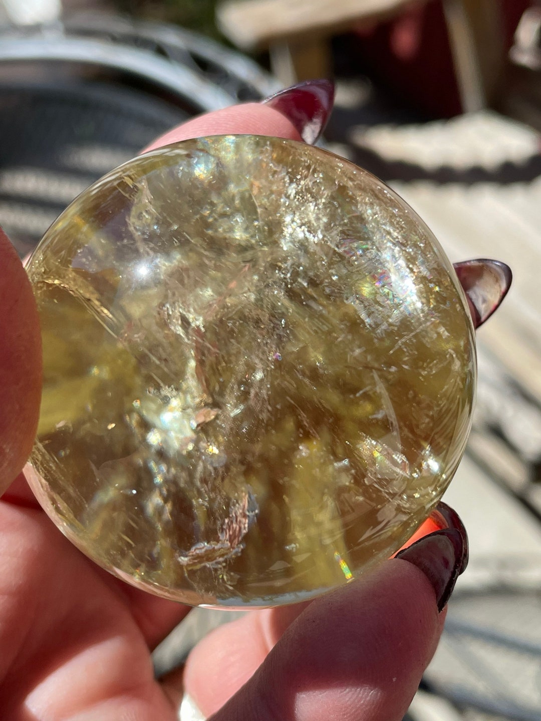 Treated Citrine Sphere With Rainbows 53mm - Etsy