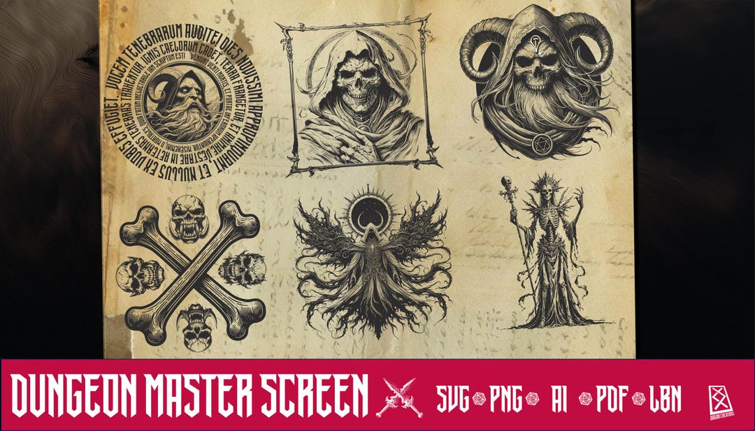 Dungeon Master Screen Panels SVG, Dragon Screen Cut File, Rpg Games SVG ...