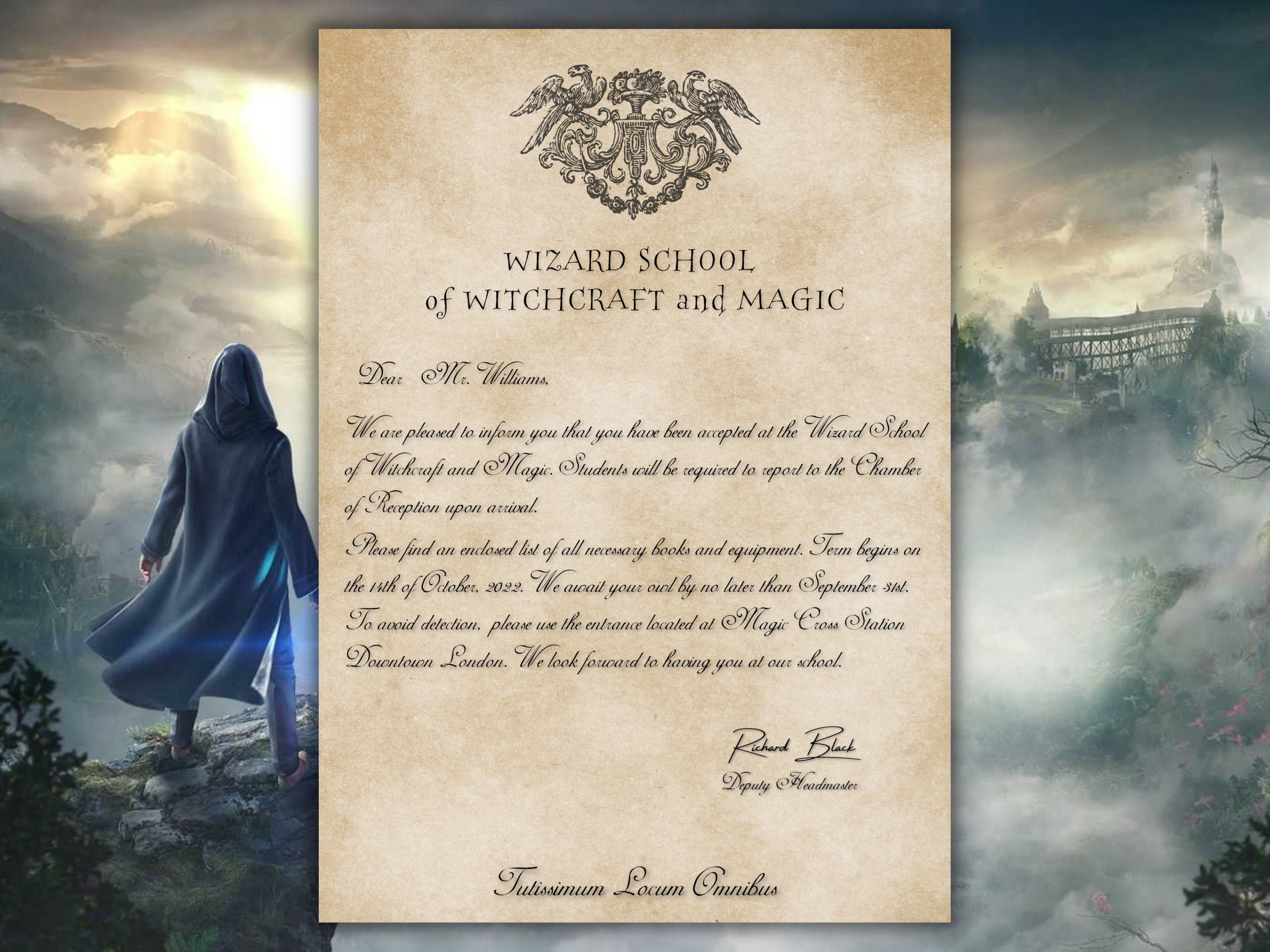 Hogwart Acceptance Letter Printable, Personalised Wizard Acceptance ...