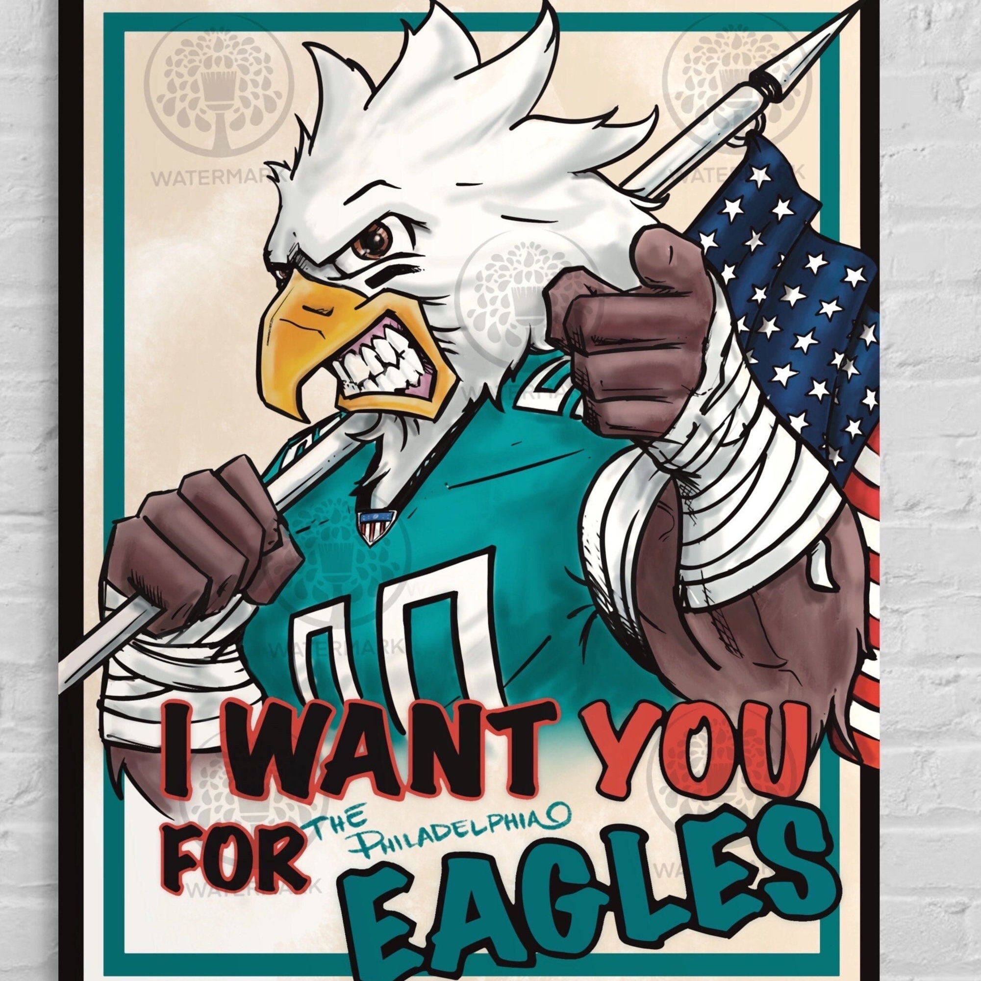 EAGLES Mascot Sports Art Prints | Sports Wall Art Game Room Art Sports ...