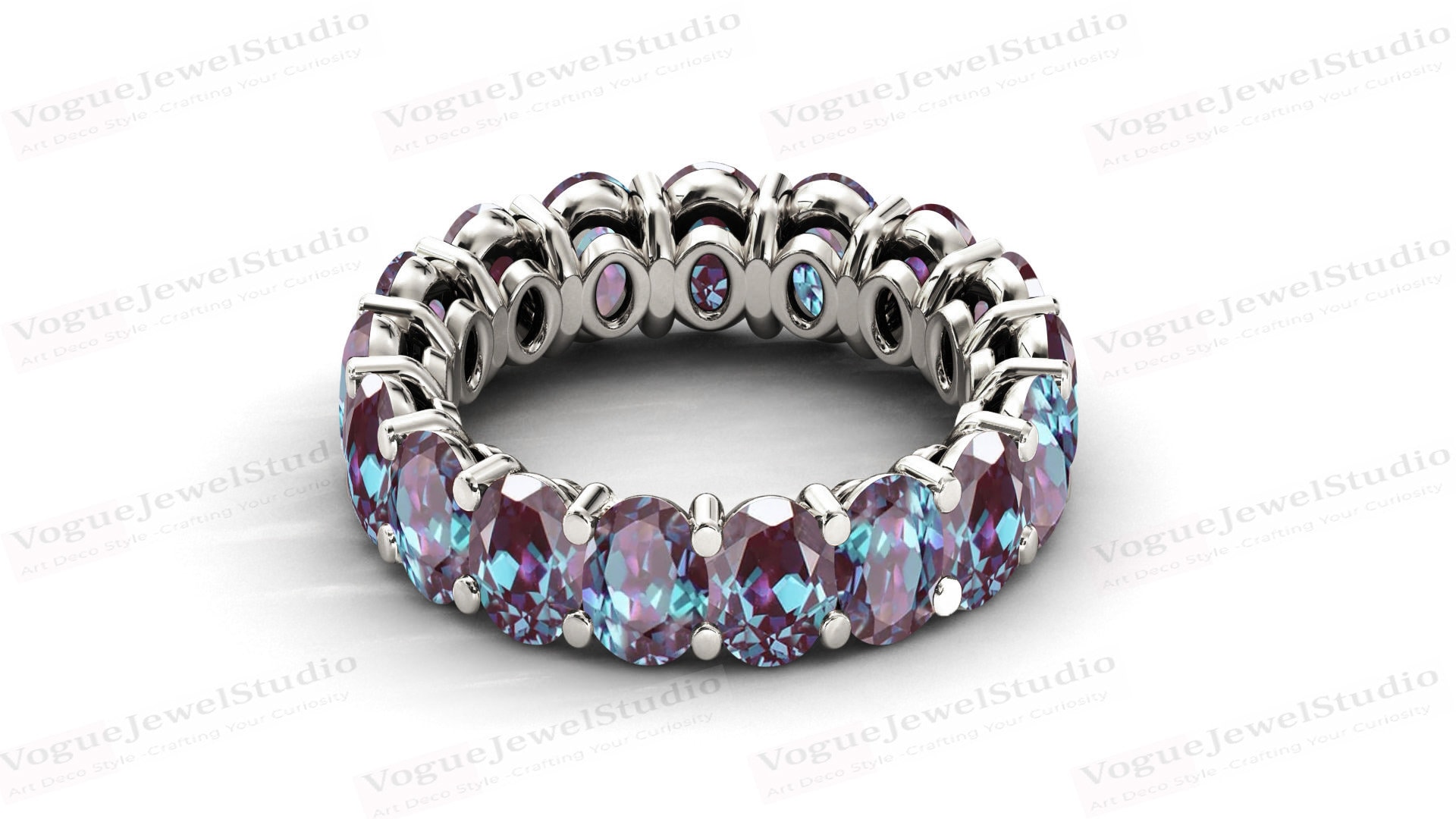 Alexandrite Eternity Band for Women Vintage Alexandrite Wedding Band ...