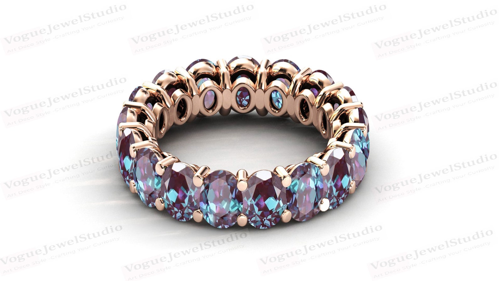Alexandrite Eternity Band for Women Vintage Alexandrite Wedding Band ...