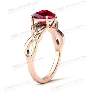 Heart Shaped Ruby Engagement Ring for Women 925 Sterling Silver Ruby ...