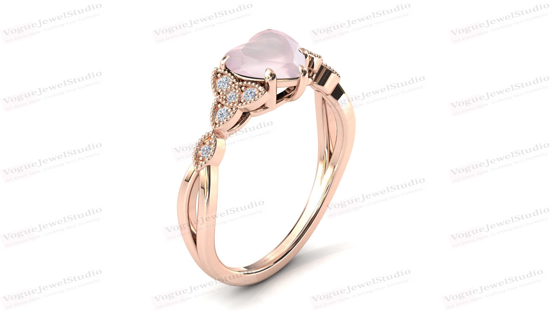Unique Heart Shape Rose Quartz Engagement Ring 925 Sterling - Etsy
