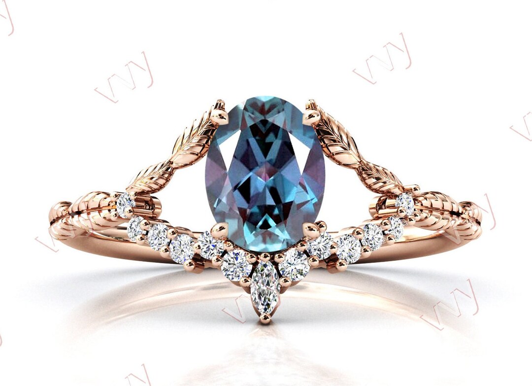 Vintage Alexandrite Engagement Ring for Women Antique Alexandrite Art ...