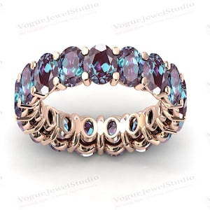 Alexandrite Eternity Band for Women Vintage Alexandrite Wedding Band ...