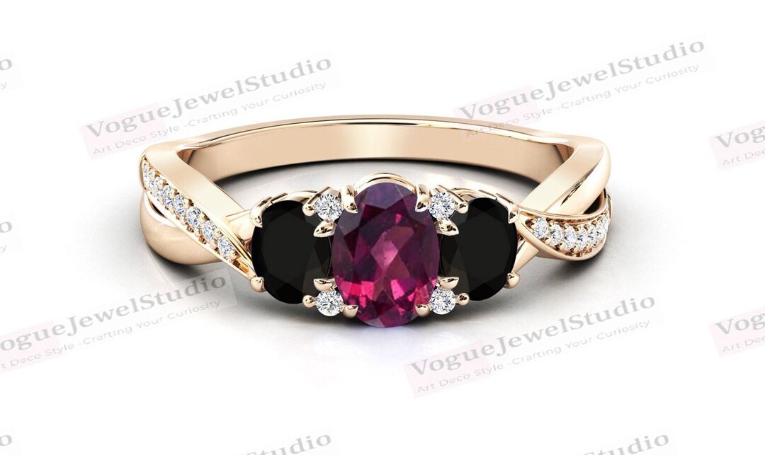 Raspberry Rhodolite Garnet Engagement Ring 14k Rose Gold Rhodolite ...