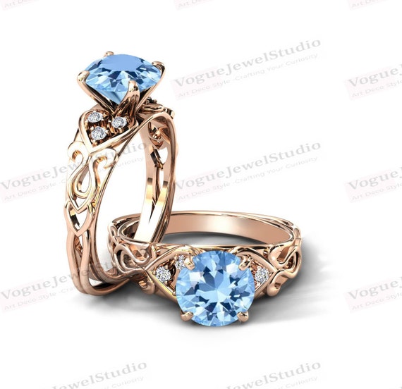 Unique Sky Blue Topaz Engagement Ring 14k Gold Sky Blue Topaz - Etsy