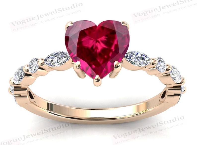 Heart Shaped Red Ruby Engagement Ring 925 Sterling Silver Ruby - Etsy