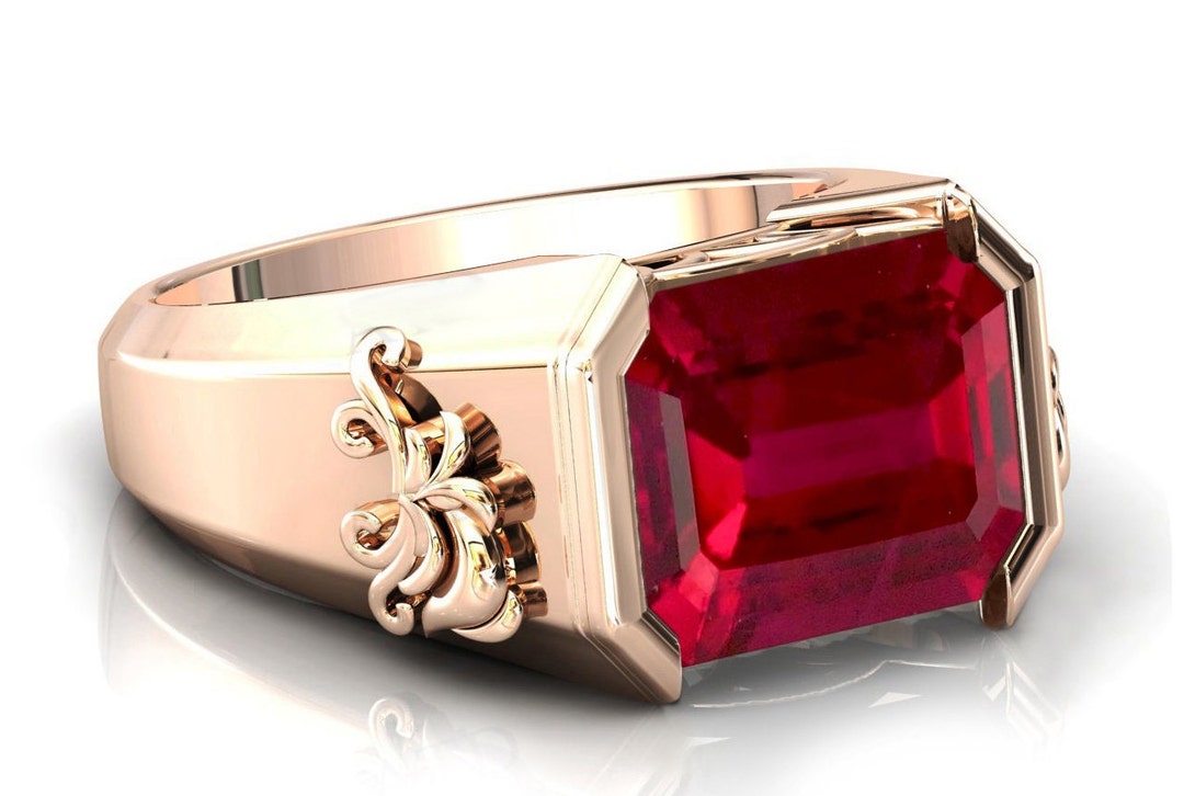 Anillo de rubí rojo único para hombre Anillo unisex vintage Anillo de ...