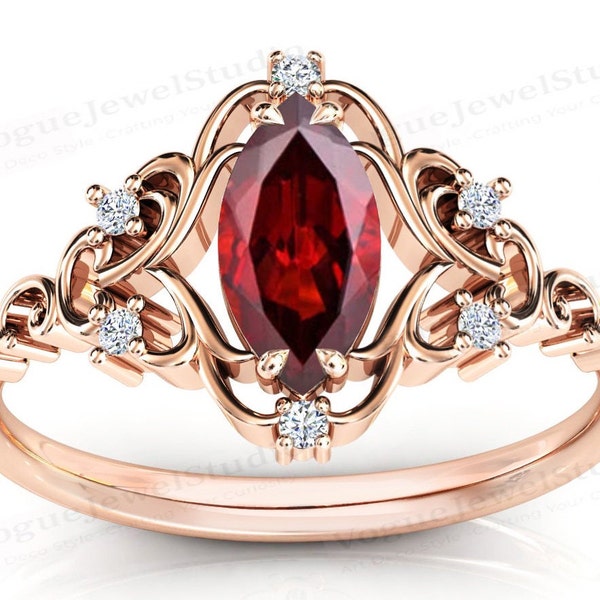 Antique Garnet Engagement Ring - Etsy