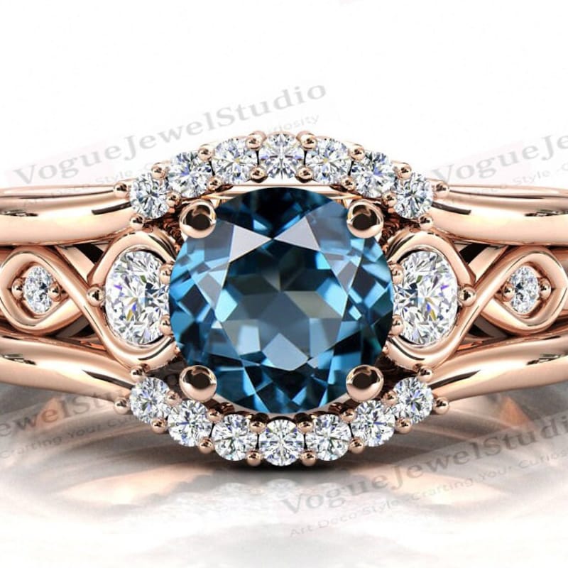 Blue Topaz Wedding Set